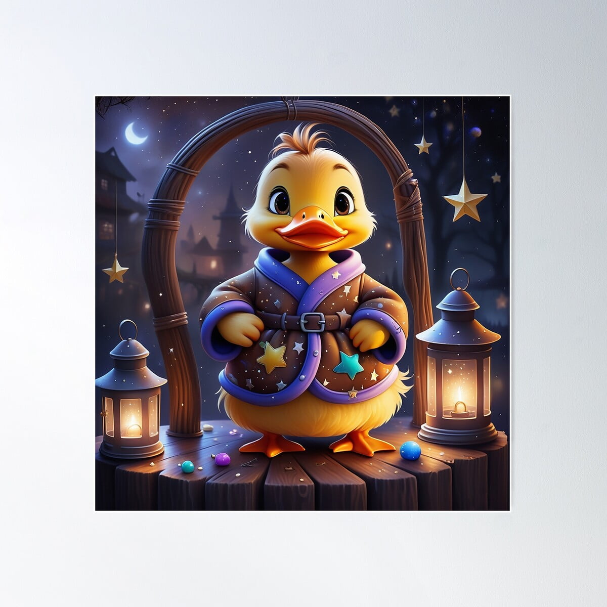 Cute Magical Fantasy Duck Poster Wall Art, Modern Wall Decor For Living ...