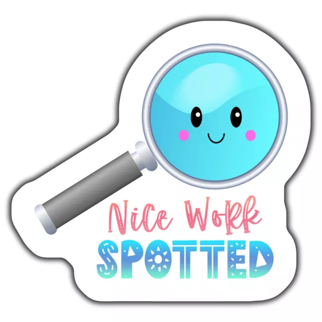 Cute Magnifying Glass Sticker, Nice Work Spotted Sticker, Fun Vinyl ...