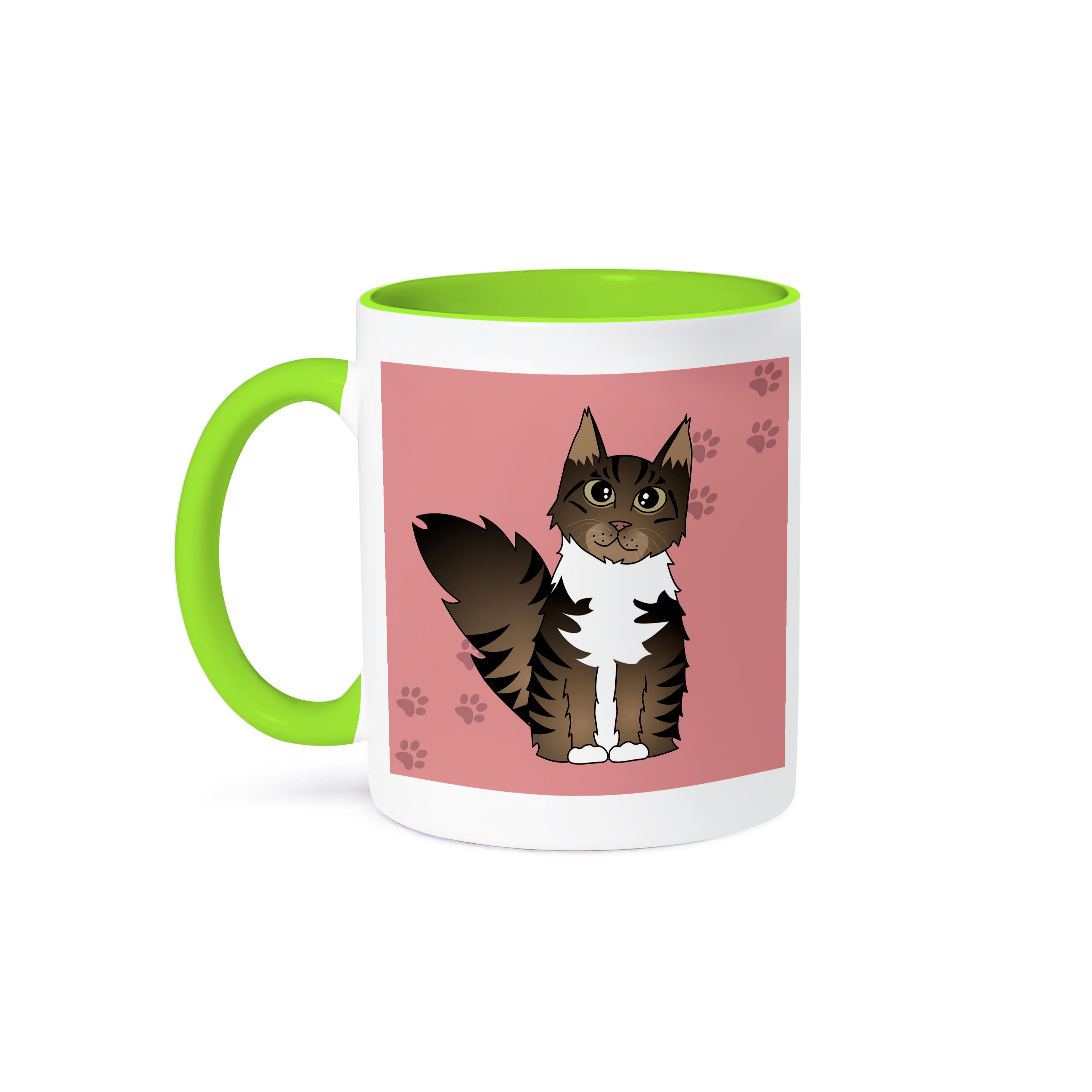 3dRose, Cute Maine Coon Cartoon Cat - Brown Tabby with White - Rose ...