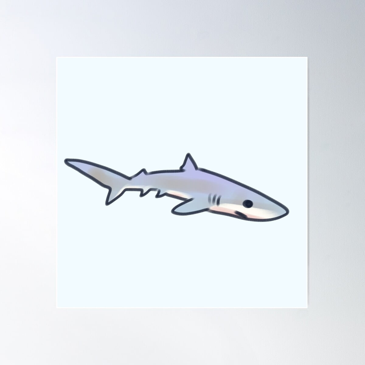 Cute Mako Shark Illustration Poster Wall Art, Modern Wall Decor For ...