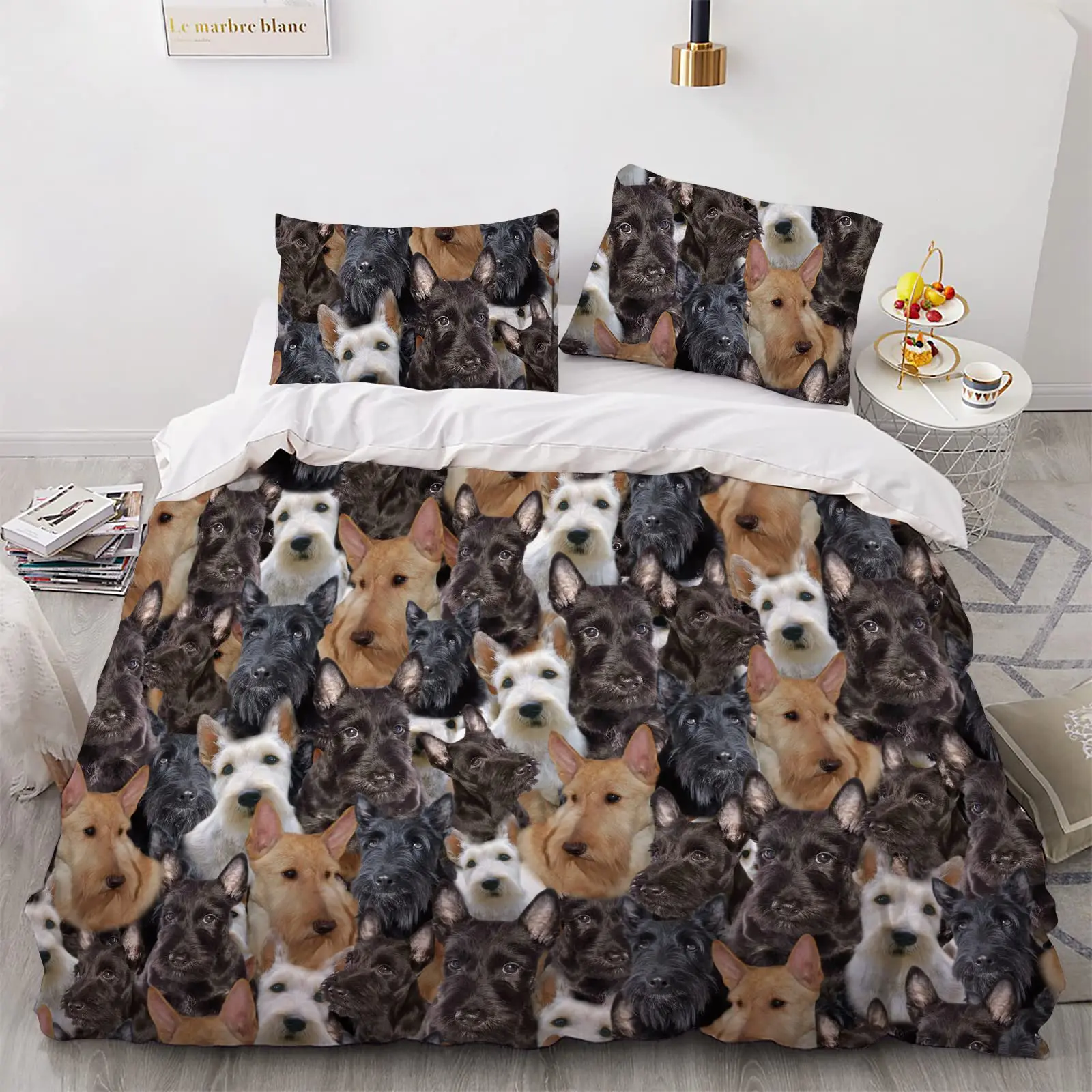 Cute Maltese Dog Duvet Cover Set Dog Breed Theme Bedding Set Microfiber ...