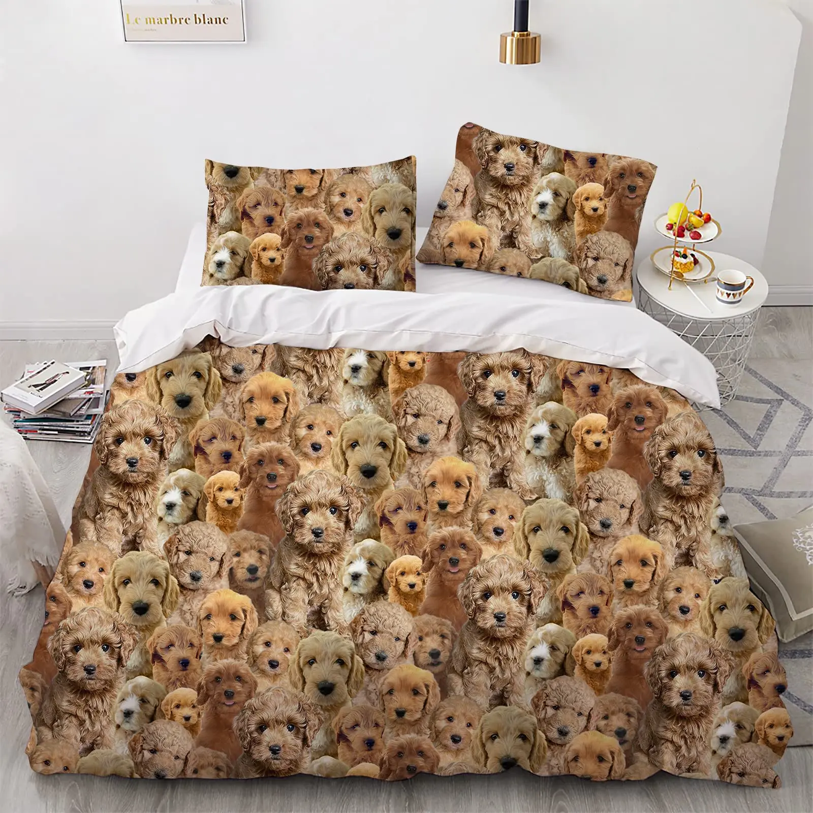 Cute Maltese Dog Duvet Cover Set Dog Breed Theme Bedding Set Microfiber ...