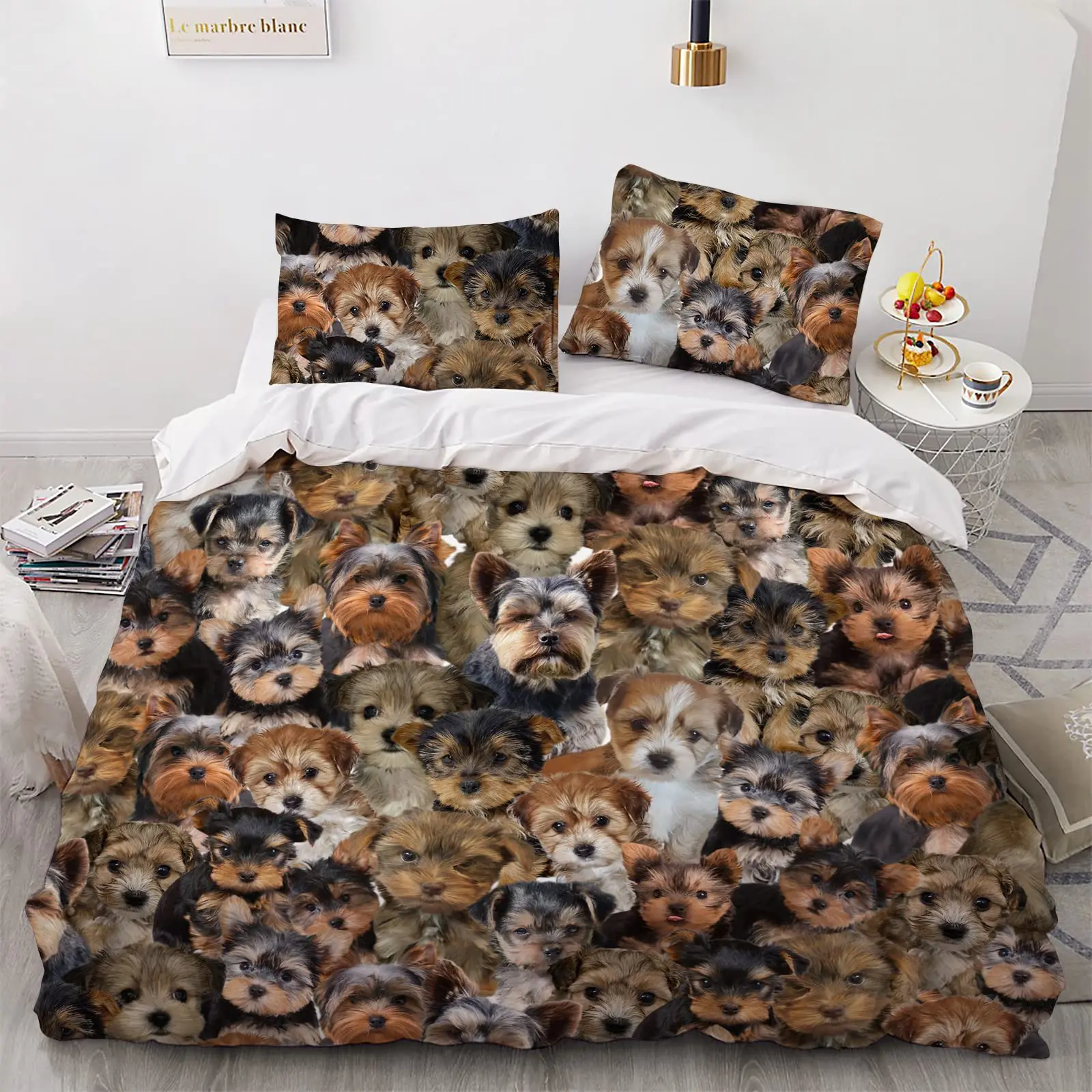 Cute Maltese Dog Duvet Cover Set Dog Breed Theme Bedding Set Microfiber ...