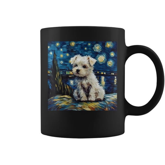 Cute Maltese Puppy Dog In A Starry Sky Night Painting Coffee - Walmart.com