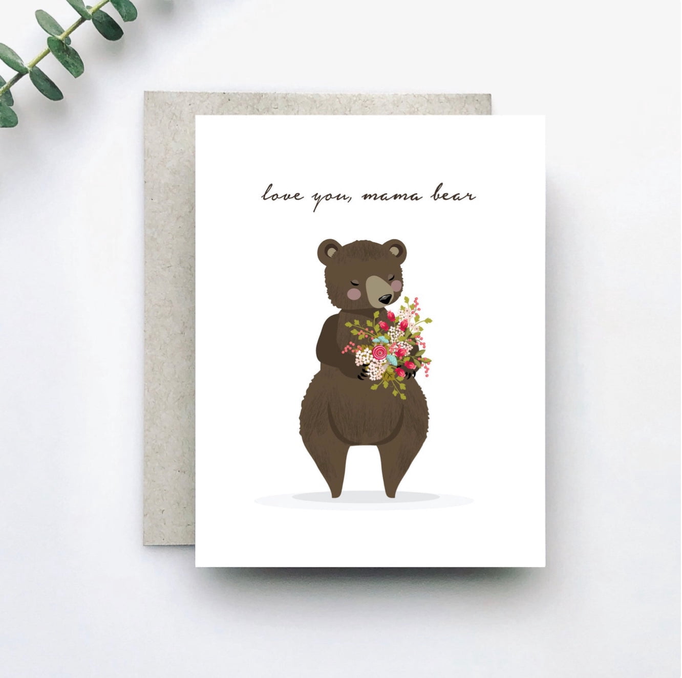 Cute Mama Bear Card - Love You Mama Bear Floral Design - Perfect for ...