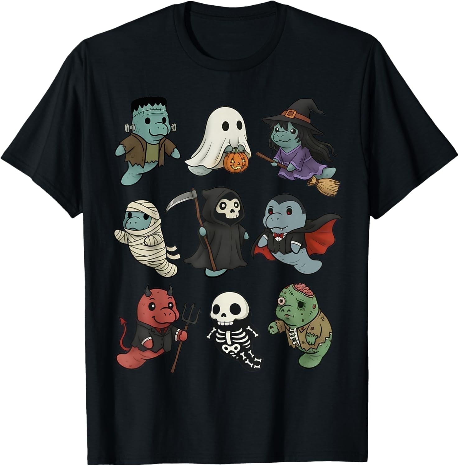 Cute Manatee Ghost Zombie Witch Halloween Costume T-Shirt - Walmart.com