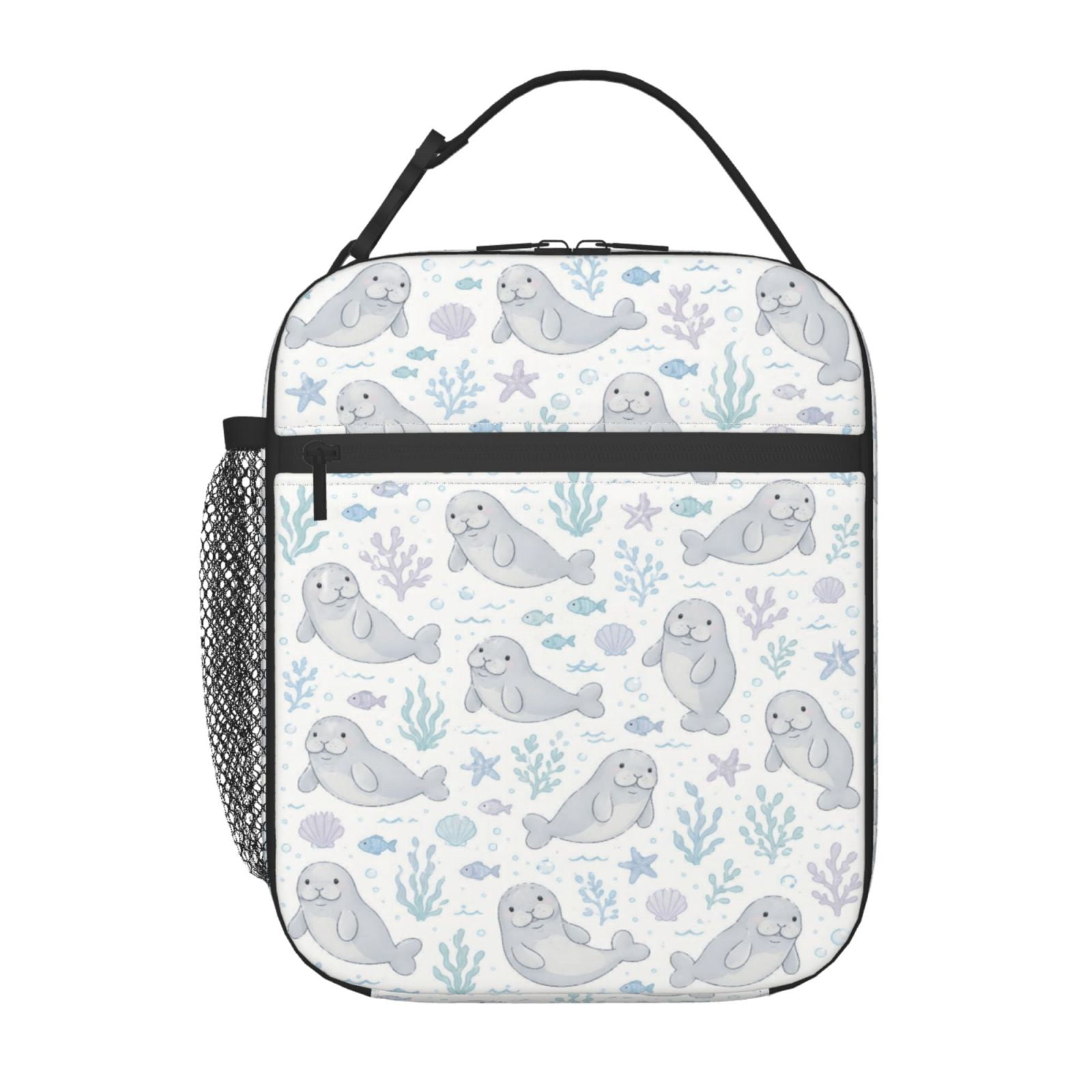 Cute Manatee Ocean Lunch Bag Reusable Thermal Lunch Box with Handle for ...