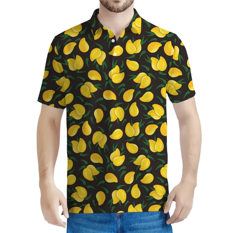 Cute Mango 3d Printed Polo Shirt For Men Kids Fruits Pattern TShirts ...