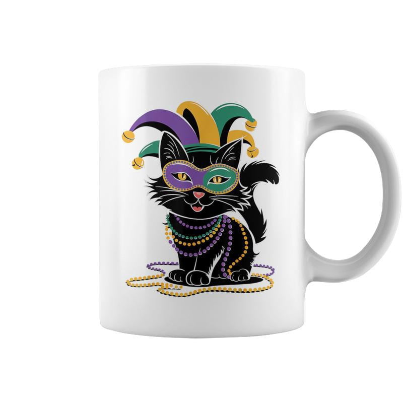 Cute Mardi Gras Cat For Girls Cat Lovers Carnival Mask Coffee Mugs ...