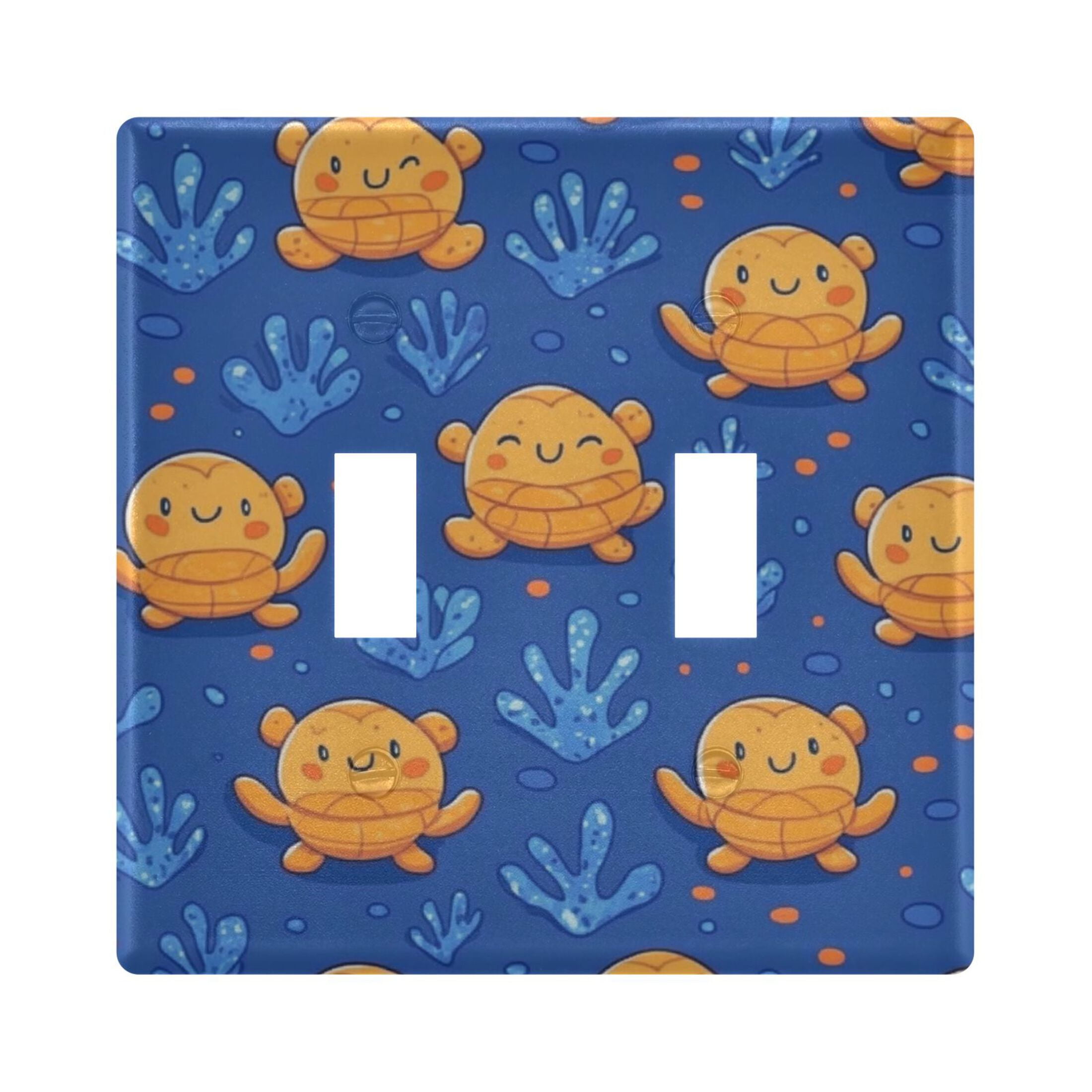 Cute Marine Creatures Fireproof Switch Plate with Rounded Edges 3-Hole ...
