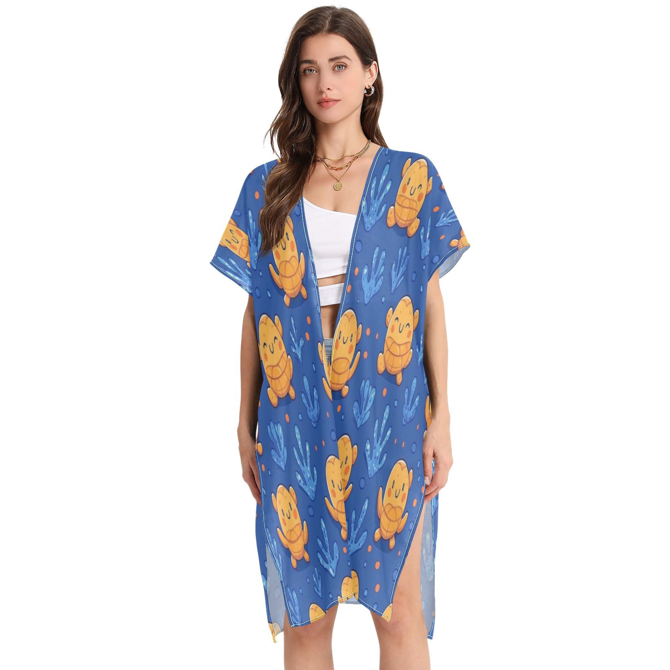 Cute Marine Creatures Women's Swimwear Cover Up Summer Cardigan Beach ...