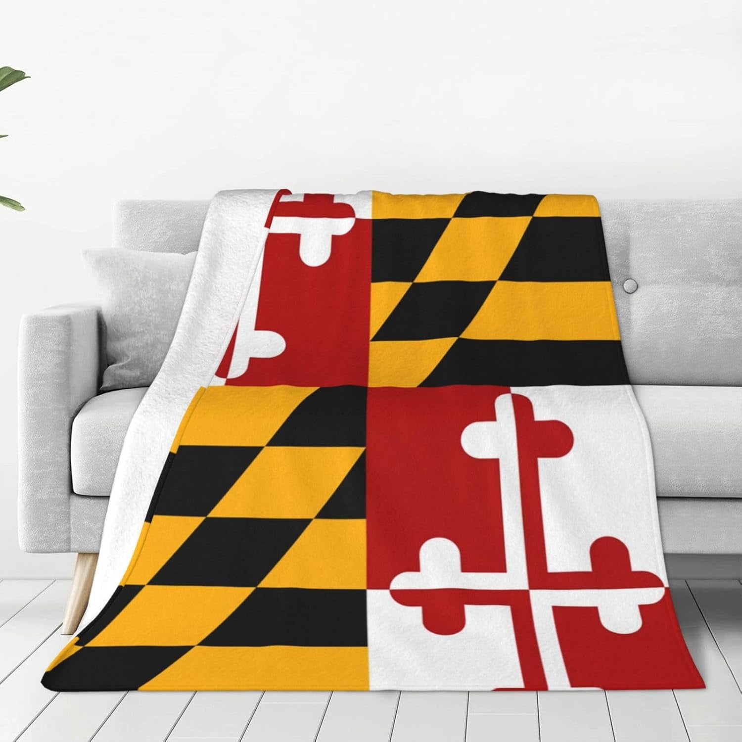 Cute Maryland Flag Throw Blanket for Women Men Warm Soft Fleece Blankets and Throws for Couch ...