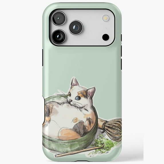 Cute Matcha Cat Protective Cover for iPhone 11 12 13 14 15 16 17 Pro ...