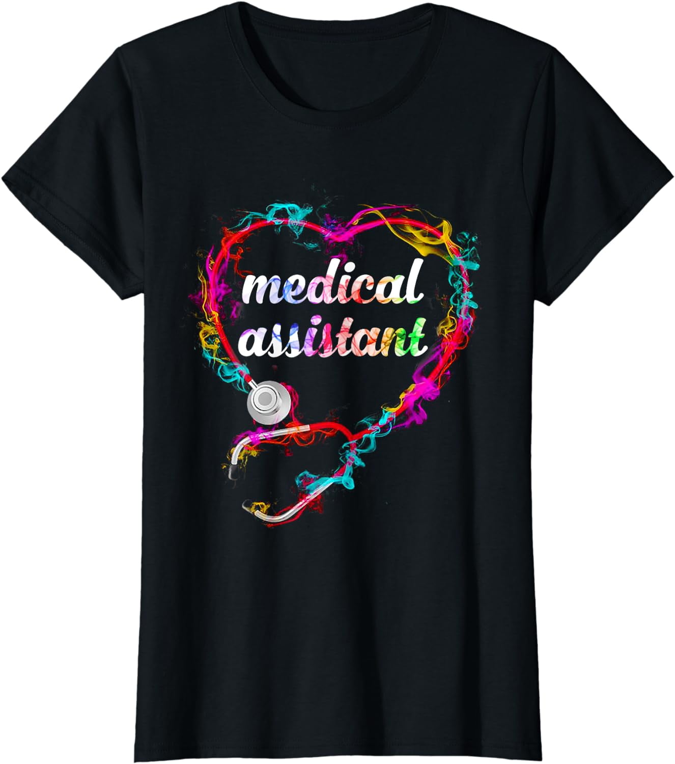 Cute Medical Assistant Colorful Stethoscope Heart T-shirt - Walmart.com