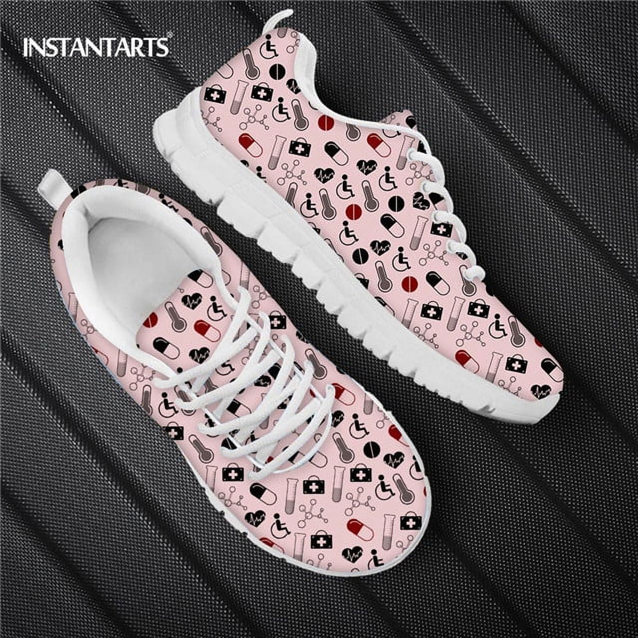 Cute Medicine Pattern Designer Sneakers Women Nursing Shoes Casual Lace ...