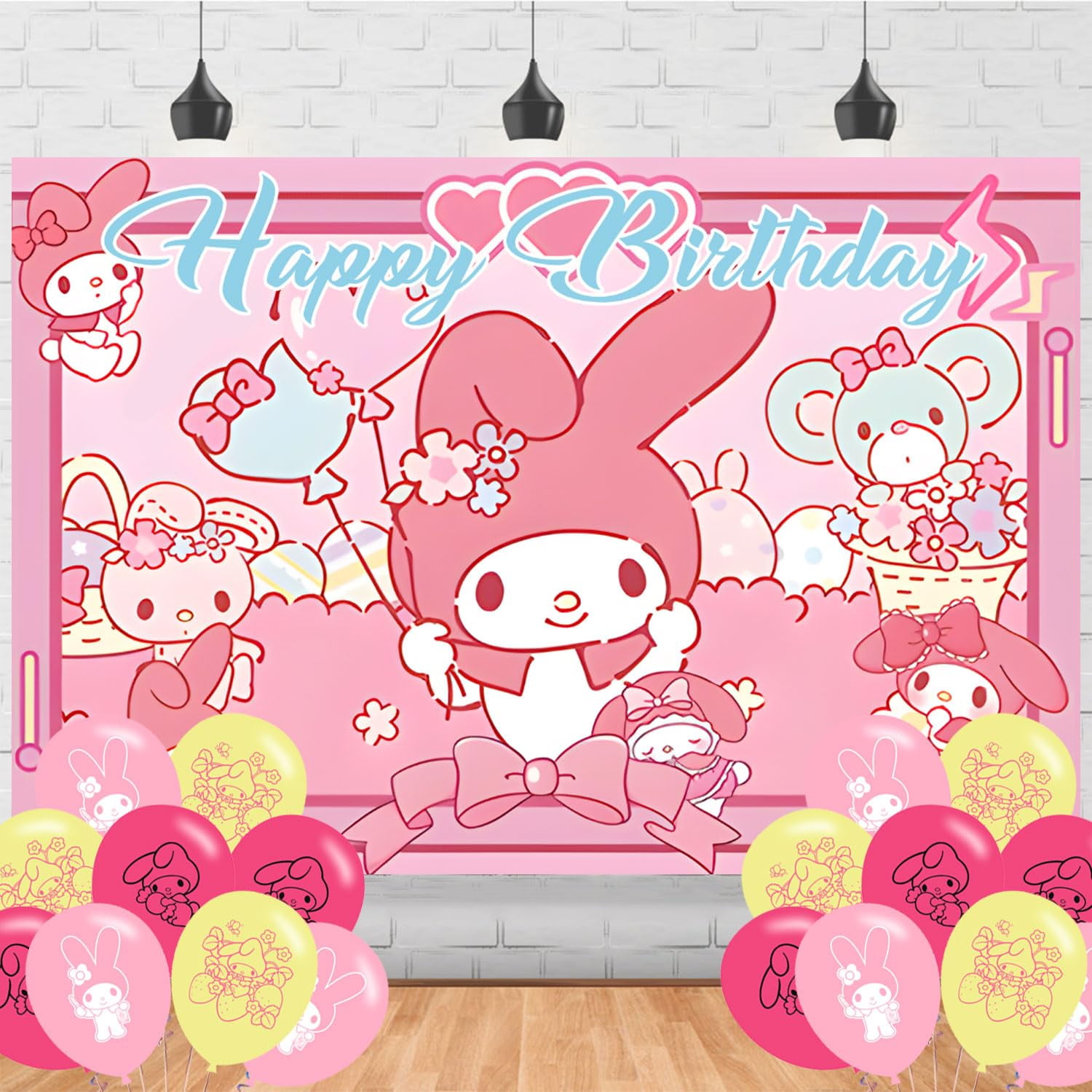 My Cute MelodyTRDN Birthday Decorations,Cute Melody Backdrops for Party ...