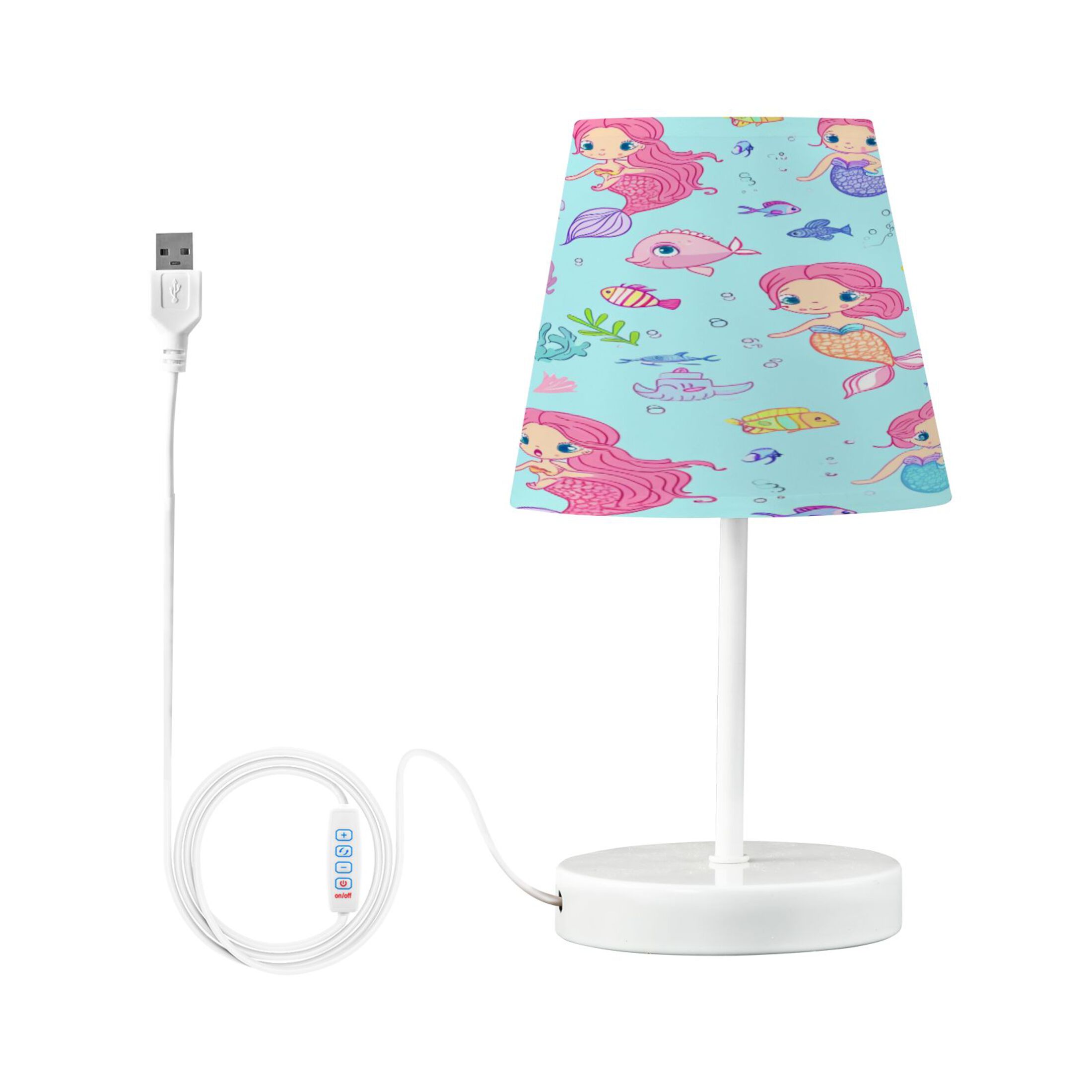 Cute Mermaid Fish Seaweed Desk Lamp LED Table Nightstand Lamps with 3 ...