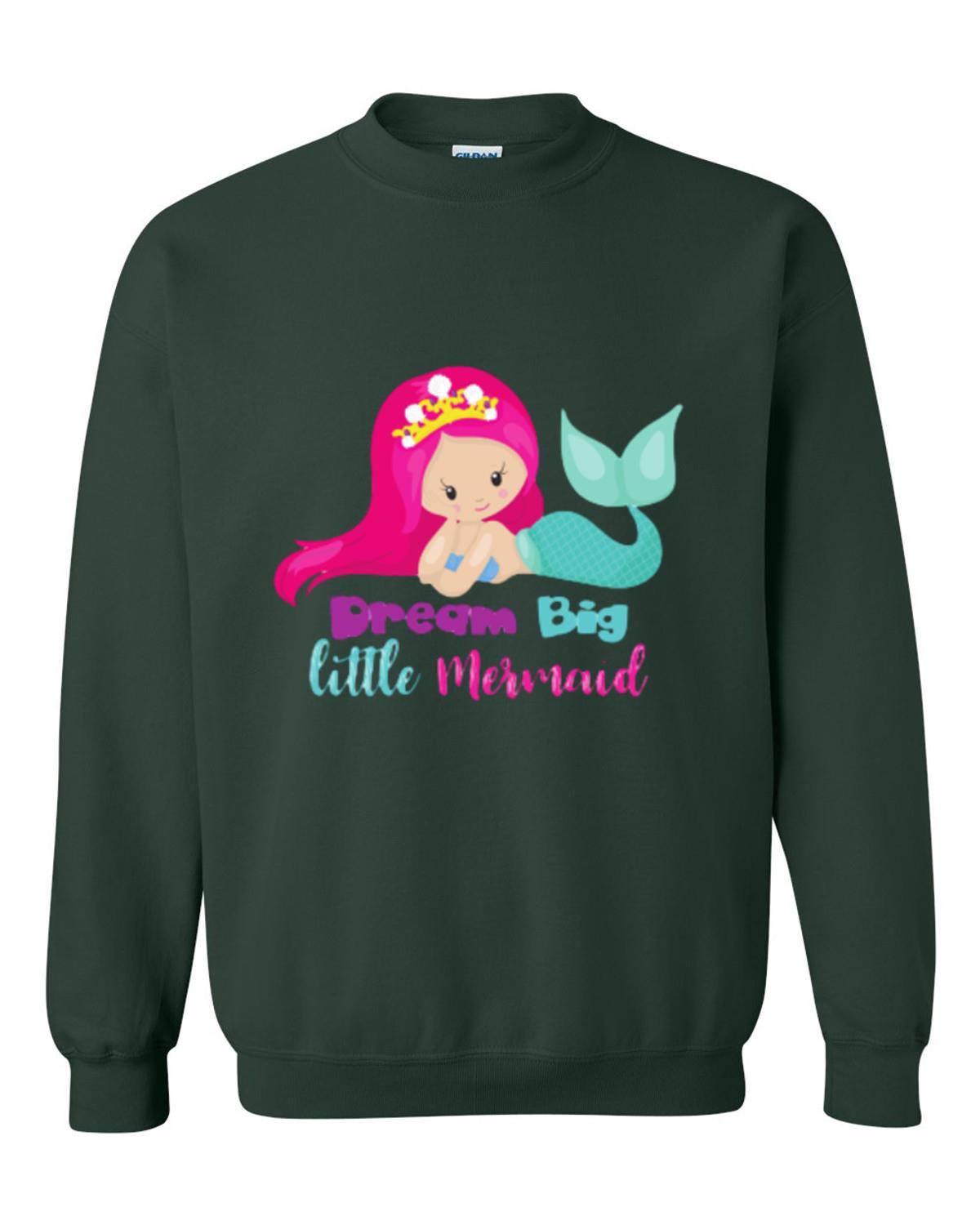 Cute Mermaid With Pink Hair A Dream Big Little Mermaid Ocean Sweatshirt ...