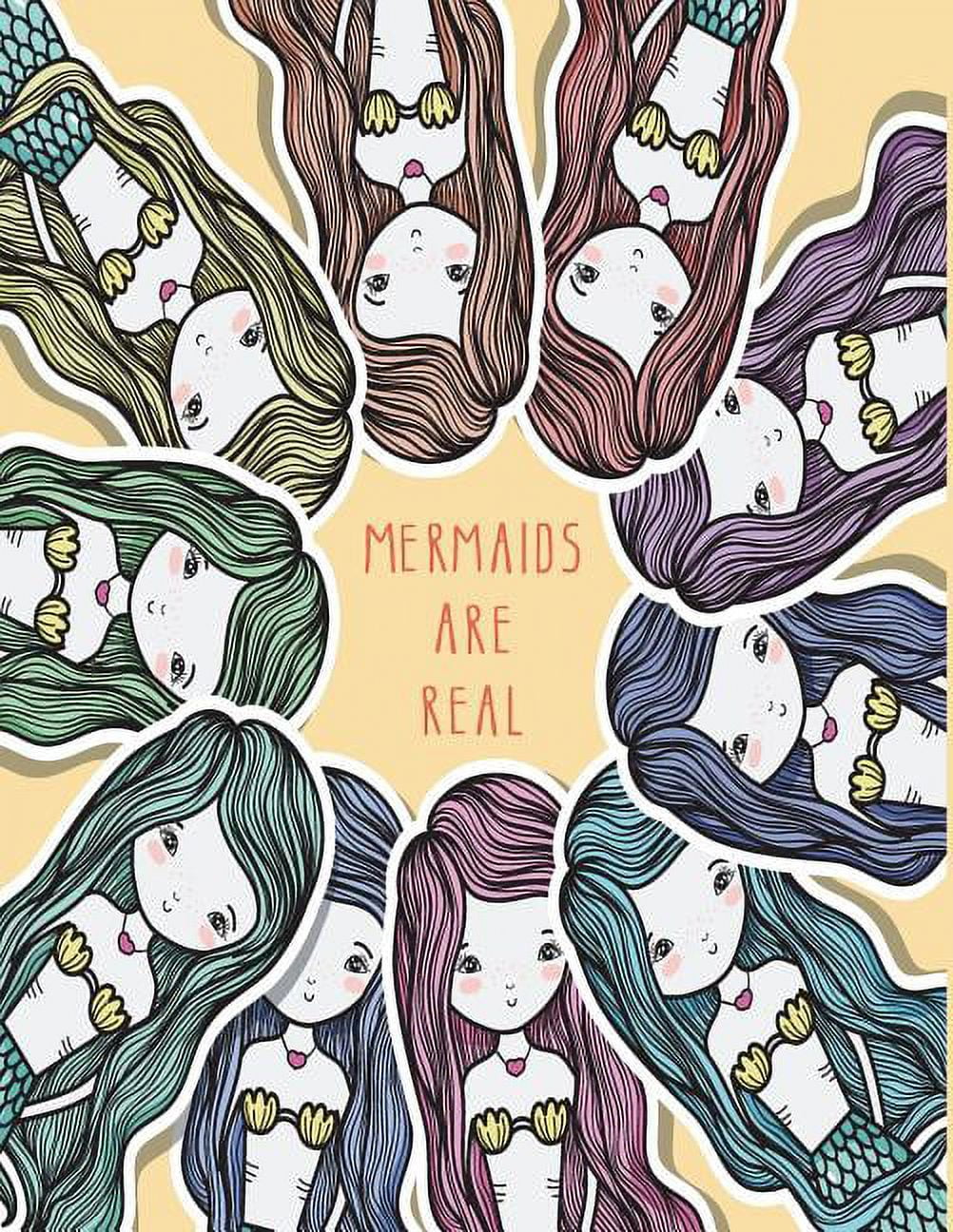 Cute Mermaids on Yellow Notebook: Dot Graph Line Sketch Pages ...