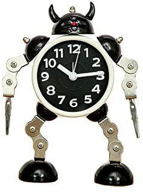 Cute Metal Robot Alarm Clock, Flashing Lights,Free to Make Poses, with ...