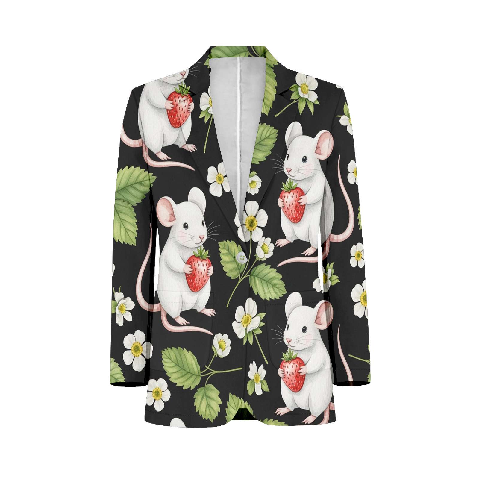 Cute Mice With Strawberries Mens Suits Shawl Collar Slim Fit Suit Mens ...
