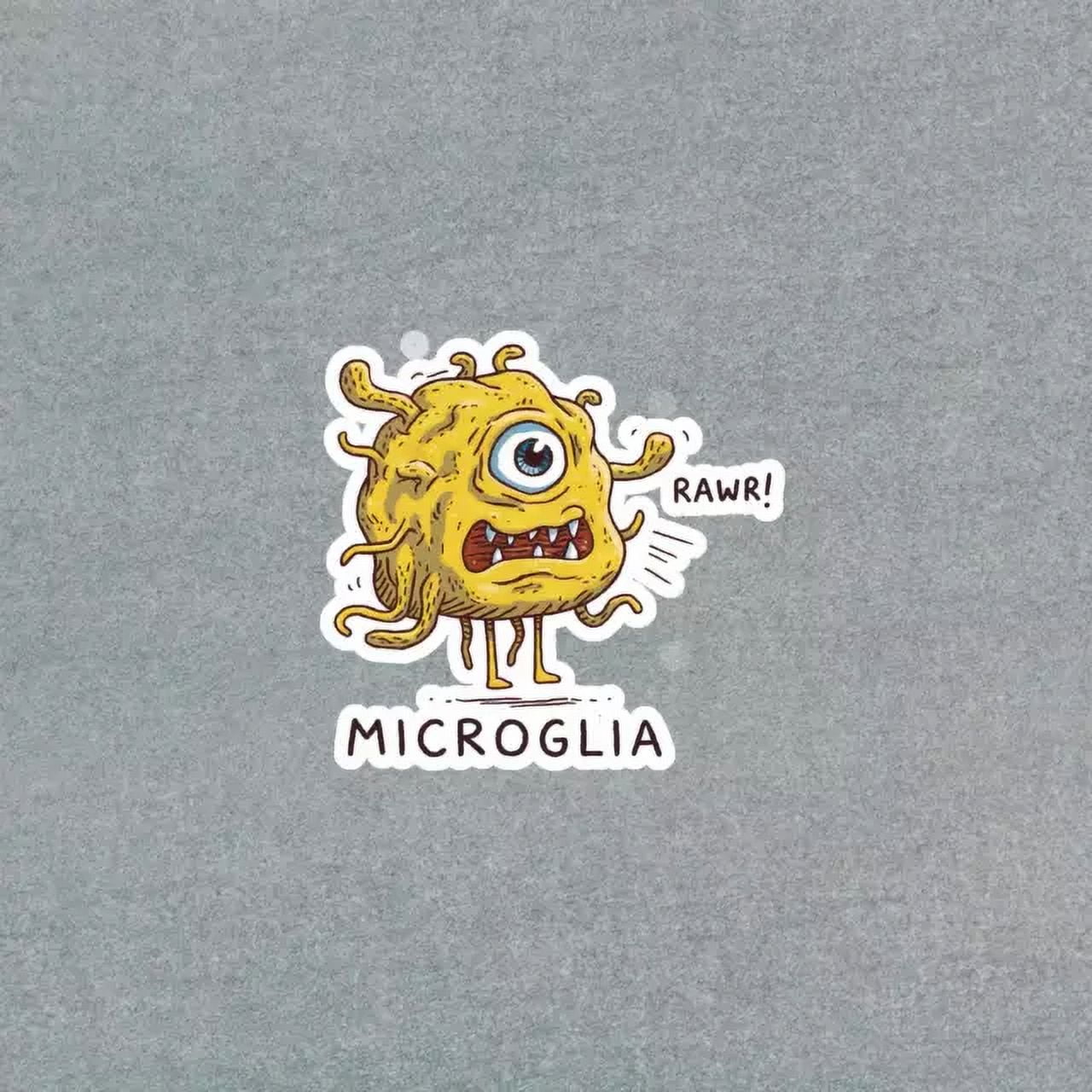 Cute Microglia Brain Cell Biology Sticker - Science Punphone Decal Water Bottle Stickers, Vinyl ...