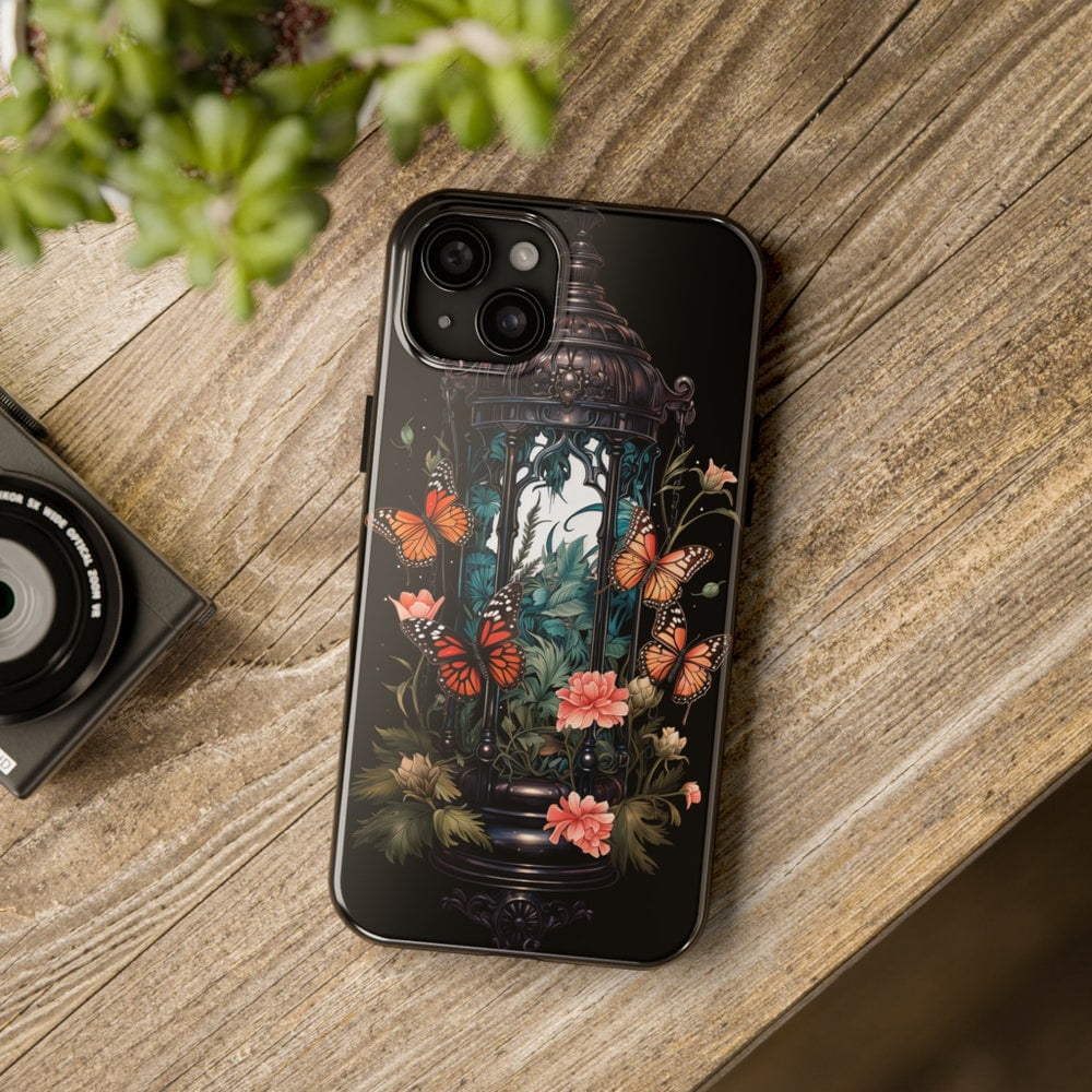 Cute Midnight Lantern and Butterflies Protective Tough Phone Case with ...