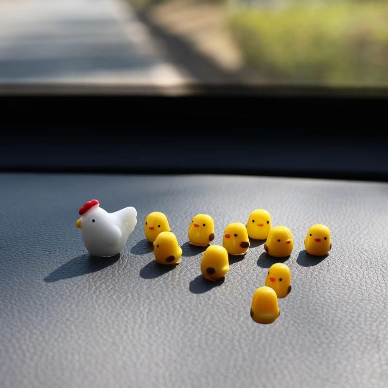 Cute Mini Chickens Car Dashboard Accessories Fun Chicks Car Rearview ...