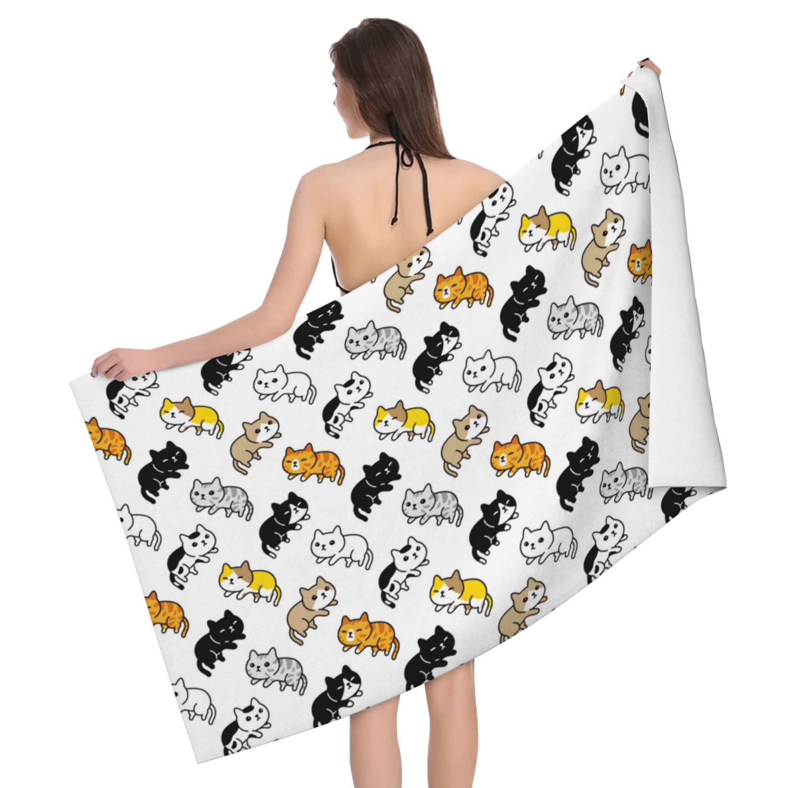 Cute Mini Colorful Cartoon Cat Bath Towel, Highly Absorbent towels for ...