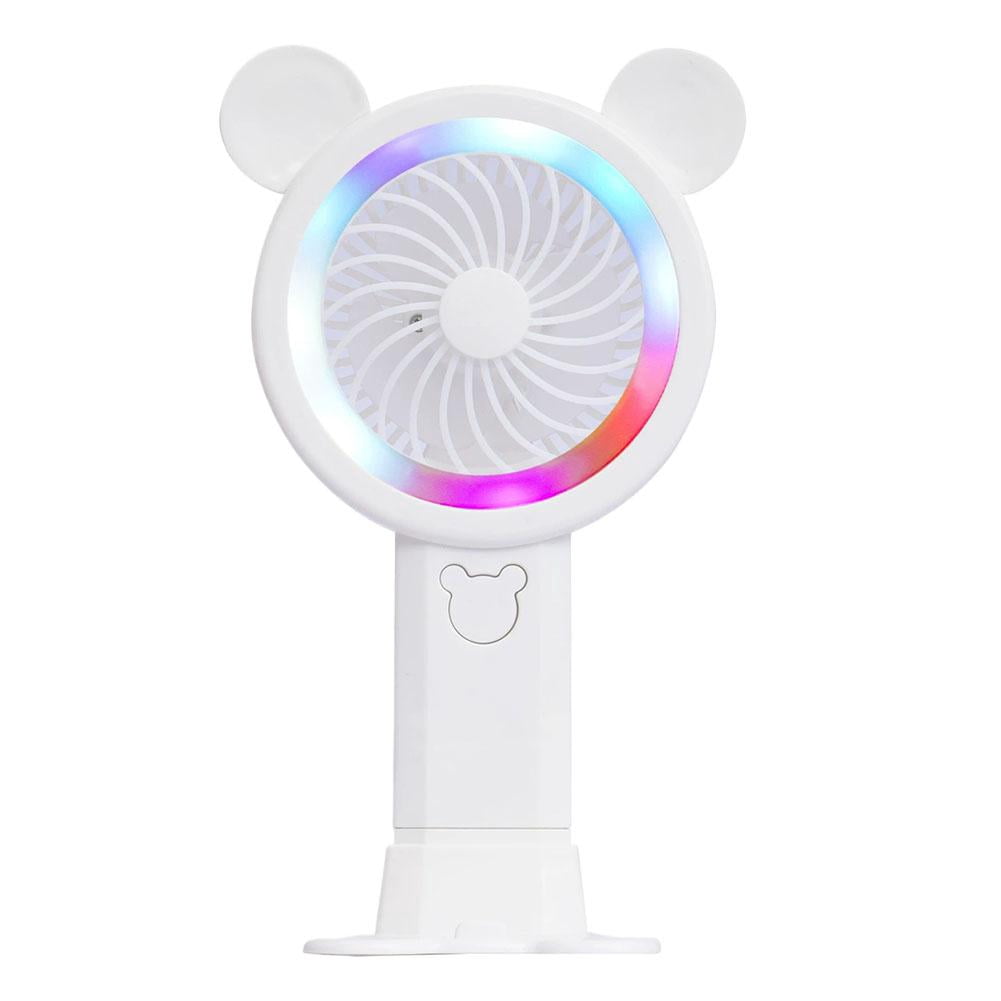 Cute Mini Desktop Fan with LED Light for Kids, USB Rechargeable ...