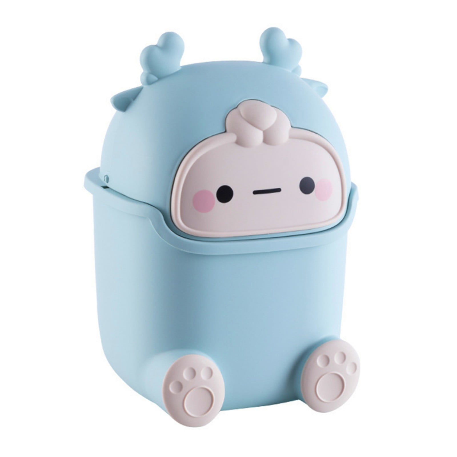 Mini Trash Can Mini Desktop Wastebasket with Lid Cute Cartoon Monster ...