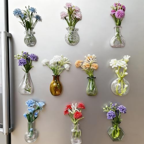 Cute Mini Vase Magnets for Fridge - Tiny Magnetic Flower Glass Vases ...