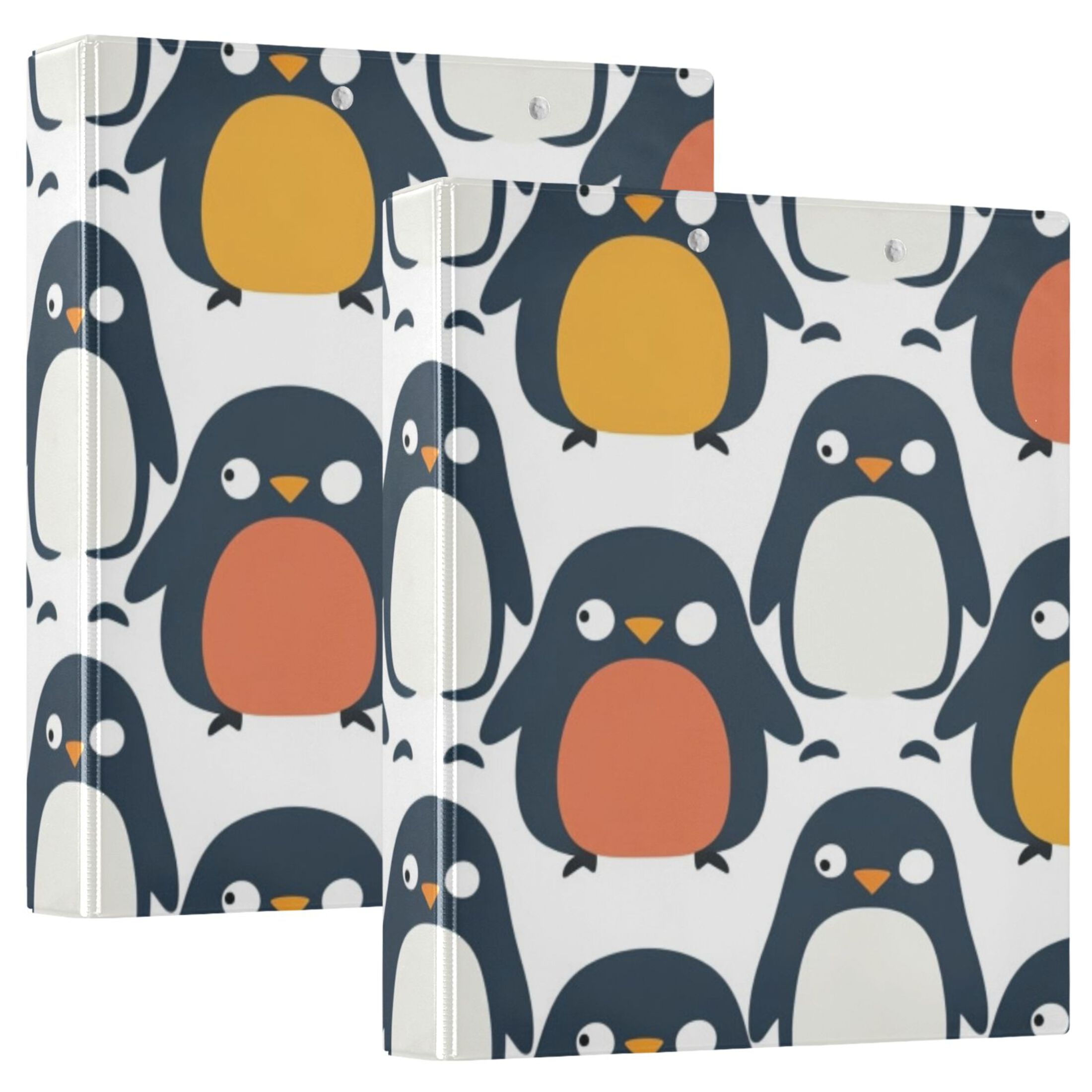 Cute Minimalistic Penguins 3 Ring Hardcover Binders 1.5" Round Rings ...