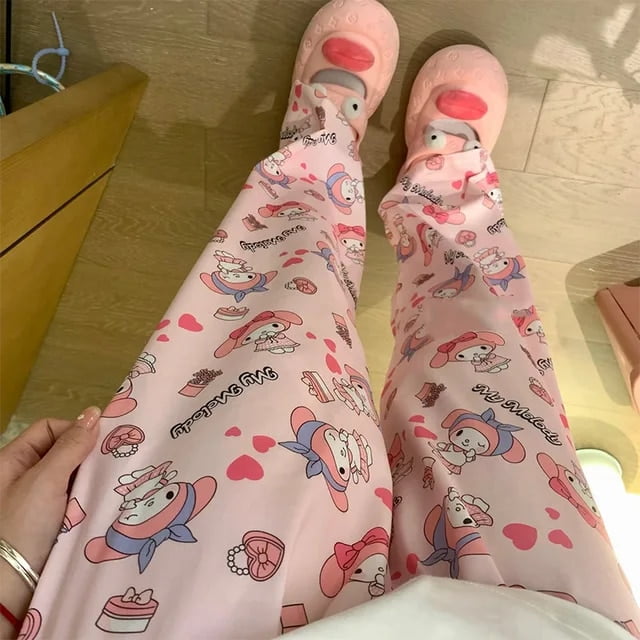 Cute Miniso Sanrio Kuromi Melody Hello Kitty Pajama Pants Cartoon ...