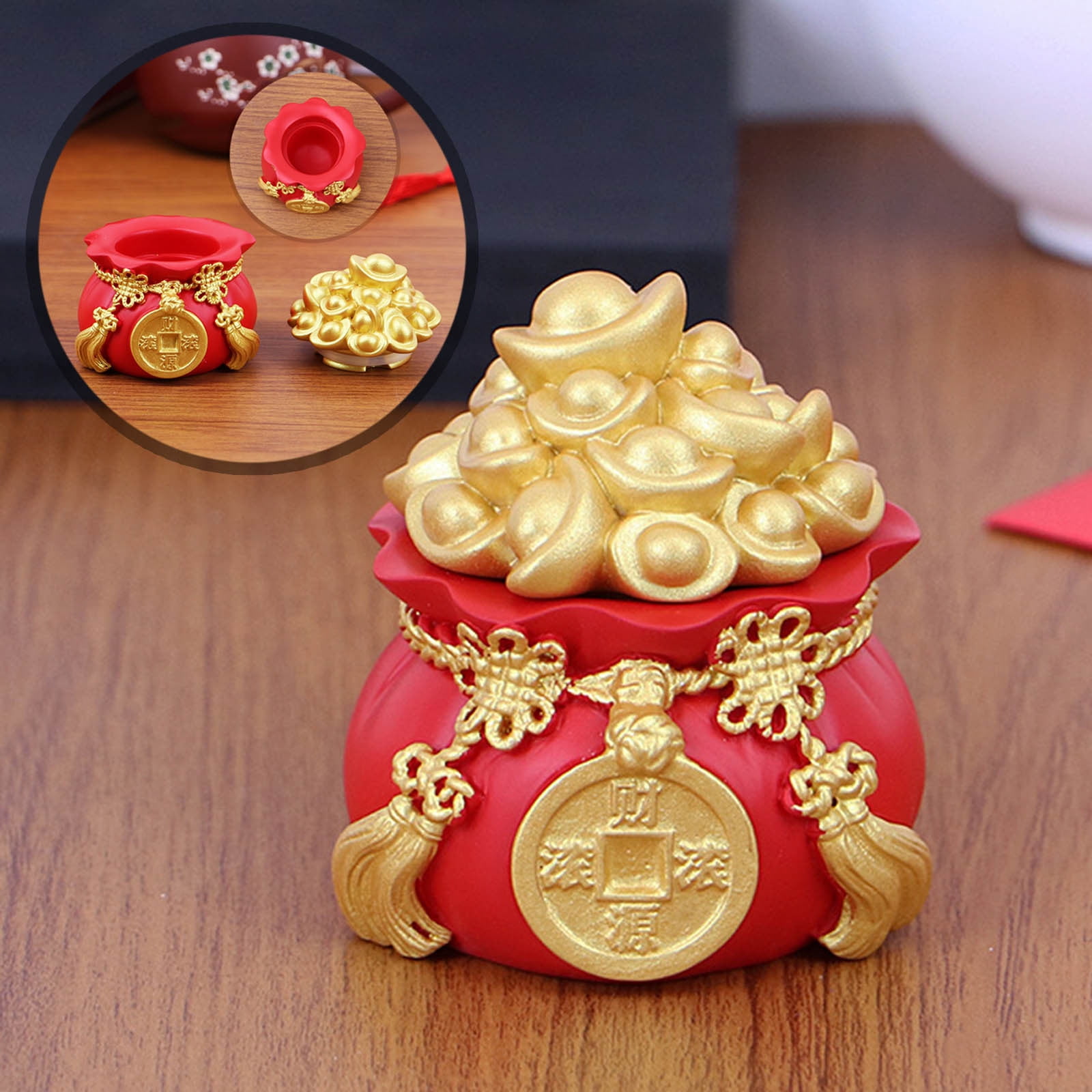 Cute Money Bag Ornament for Car and Office, Decorative Wealth Bag for ...