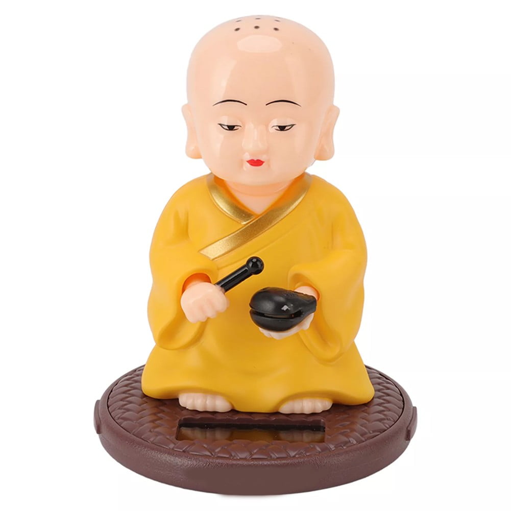Cute Monk Car Ornament Solar Powered Waving Hands Monk Car Interior ...