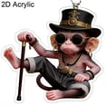 Cute Monkey 2D Acrylic Car Pendant, 3.15 Inch Length, Lightweight ...