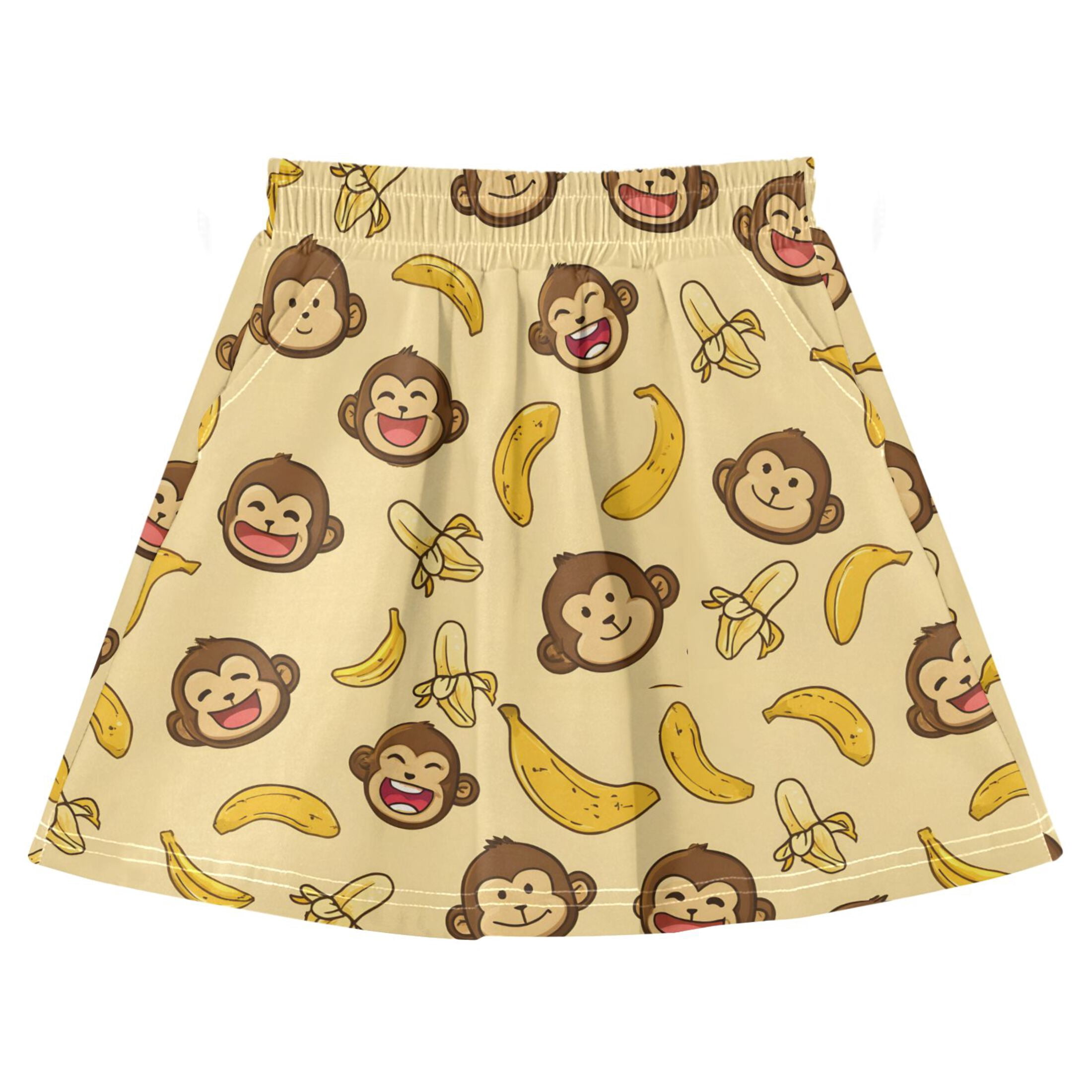 Cute Monkey Athletic Skirt with Pockets and Built-in Shorts for 3-8Y ...