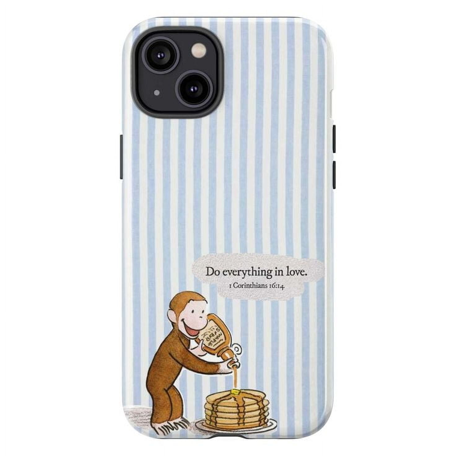 Cute Monkey Pancake Phone Case, Inspirational Bible Verse Do Everything ...