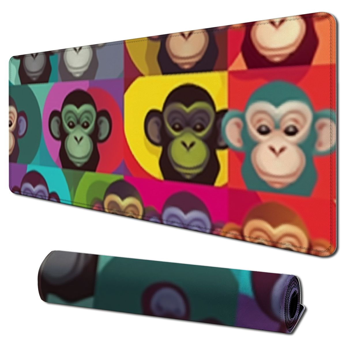 Cute Monkey Prints Large Office Gaming Mouse pad Strong Adhesion and Durability Precision Edge ...