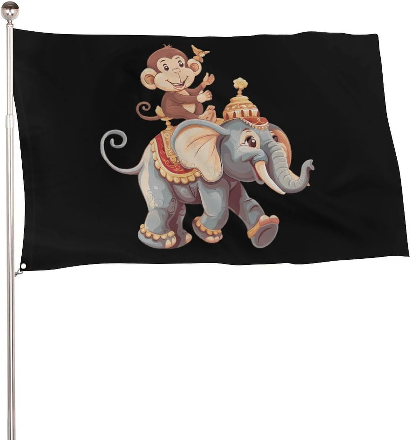 Cute Monkey and Elephant Printed Flag with 2 Brass Grommets Banner ...