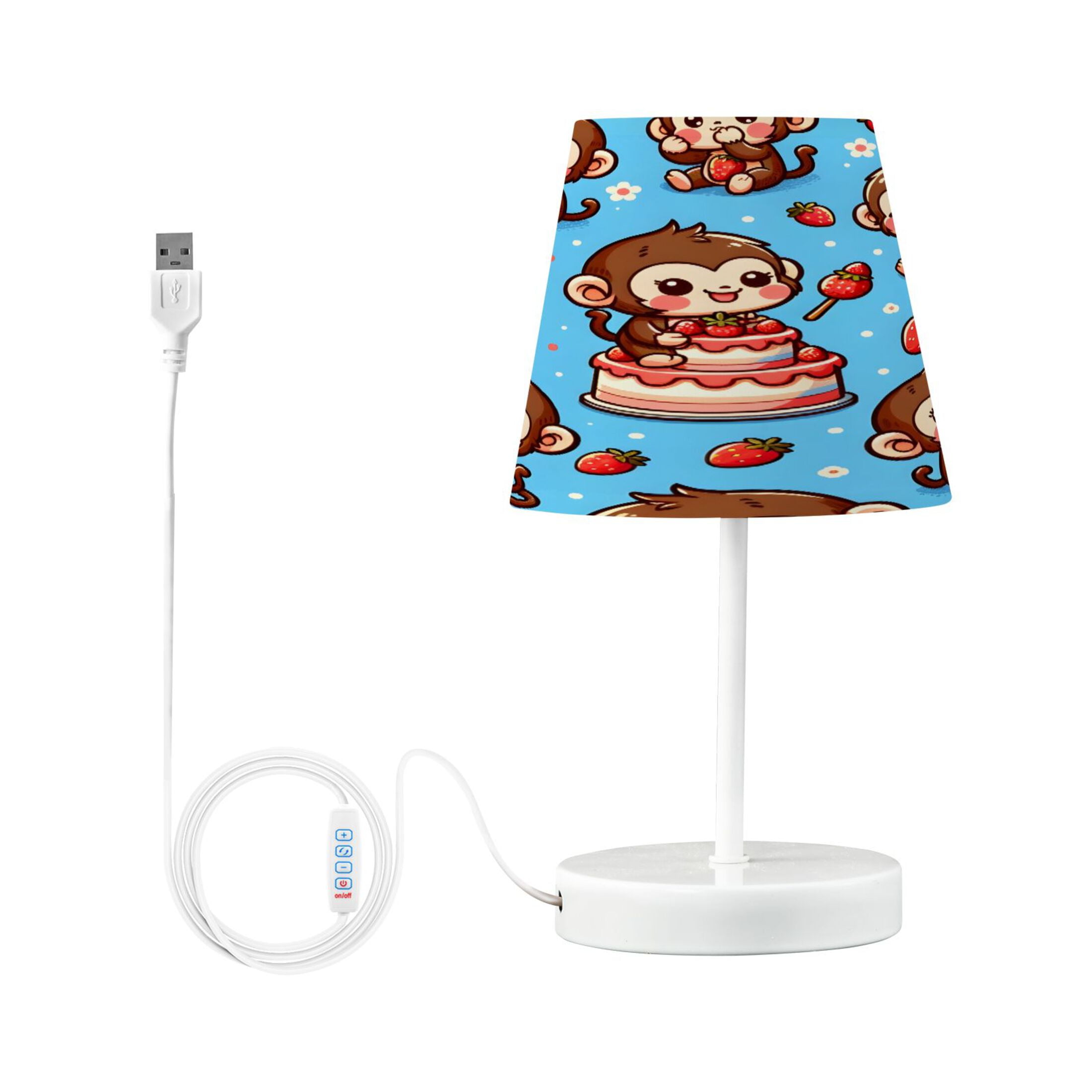 Cute Monkey on Cake Desk Lamp LED Table Nightstand Lamps with 3 Color ...