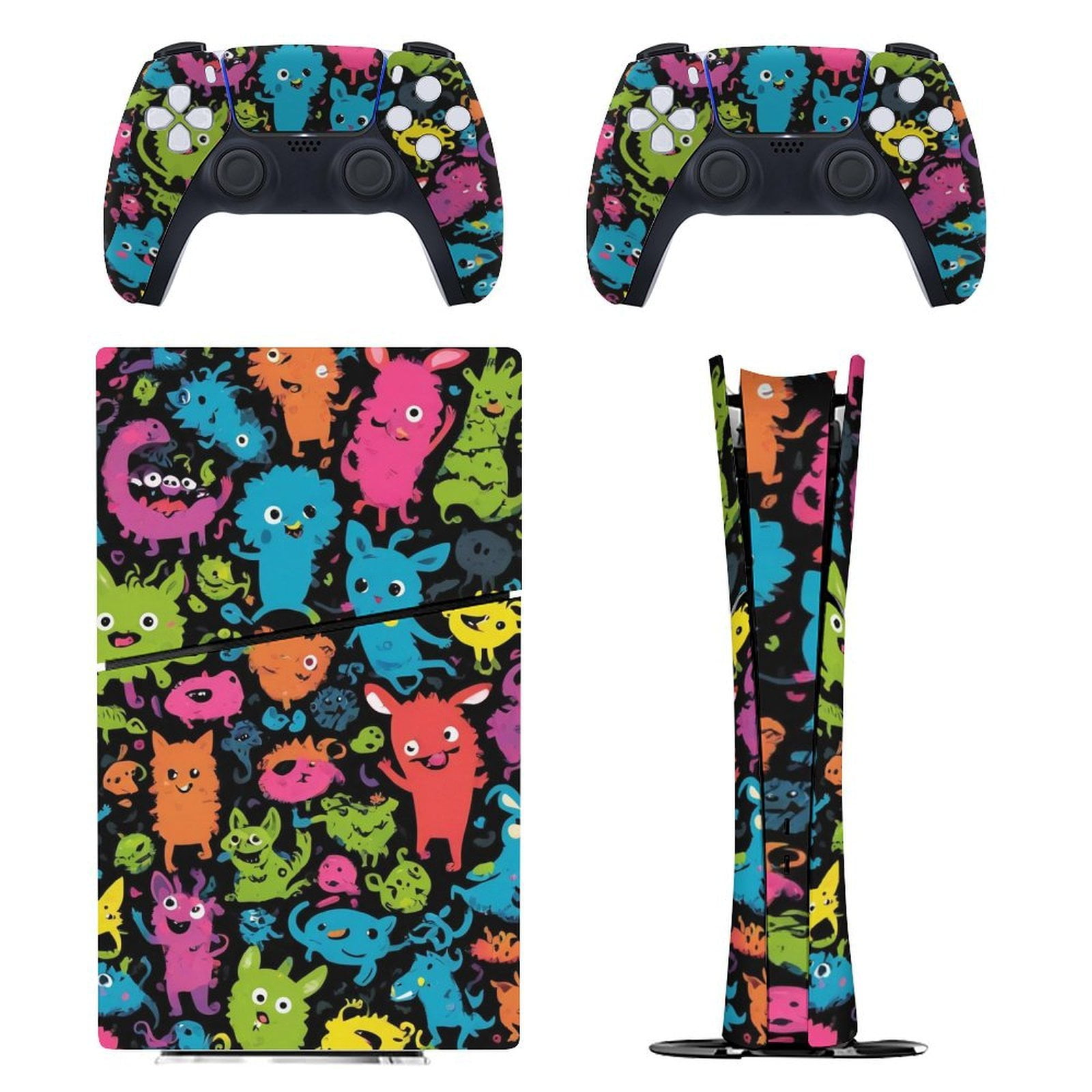 Cute Monsters Doodle Console Skin Bundle for PS5 Pro Slim Disc ...