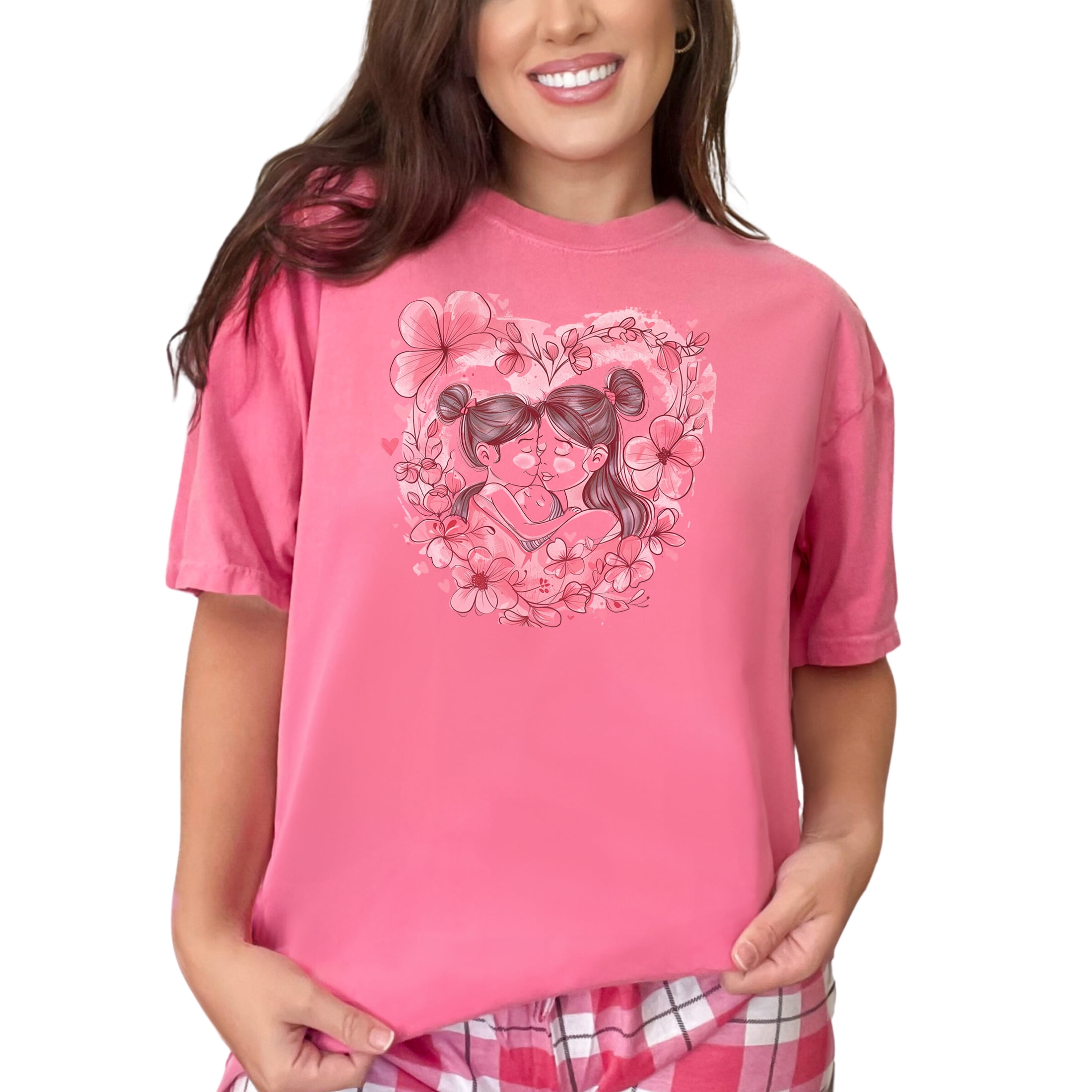 Cute Mother Daughter Floral Heart T-Shirt, Matching Mom and Daughter Outfits, Mother's Day Gift ...