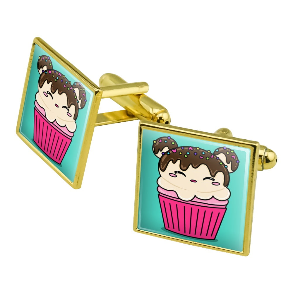 Cute Mouse Bear Ice Cream Cupcake with Sprinkles Square Cufflink Set ...