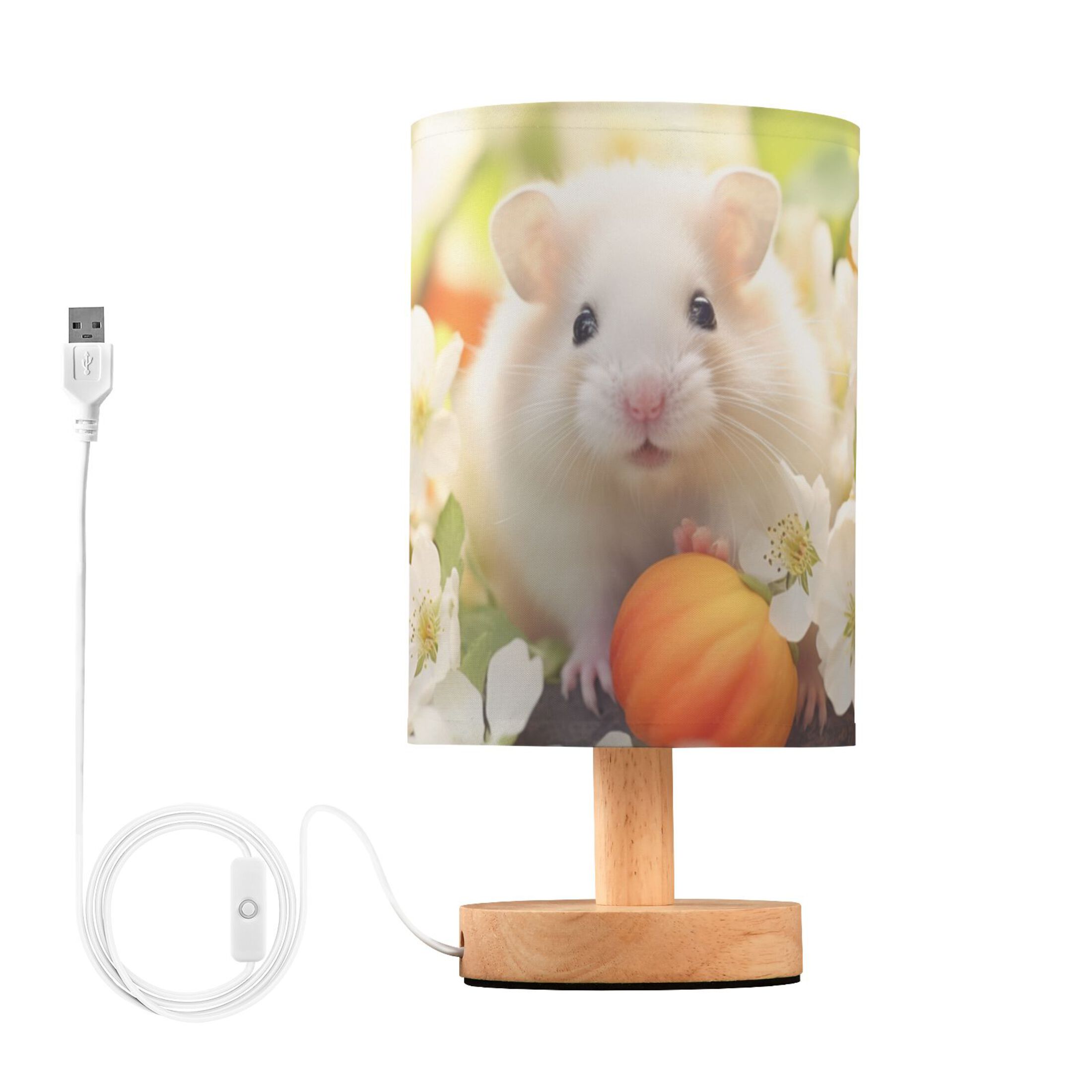 Cute Mouse Floral Bedside Table Lamp LED Warm Lights with USB Charging ...