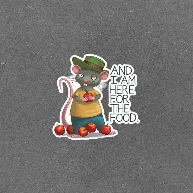 Cute Mouse Loves Apples & Believes In Eating Healthy - Fun Sticker For ...