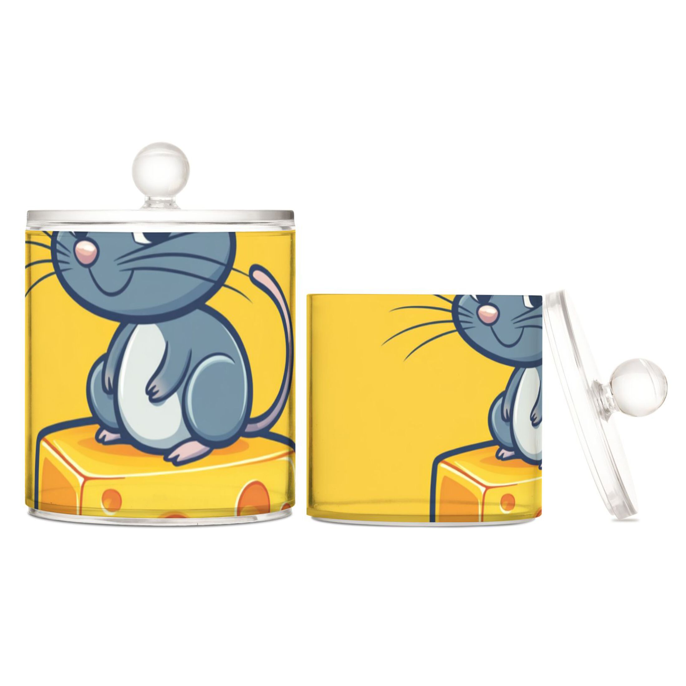 Cute Mouse on Cheese Translucent Plastic Cans Storage Canisters with ...