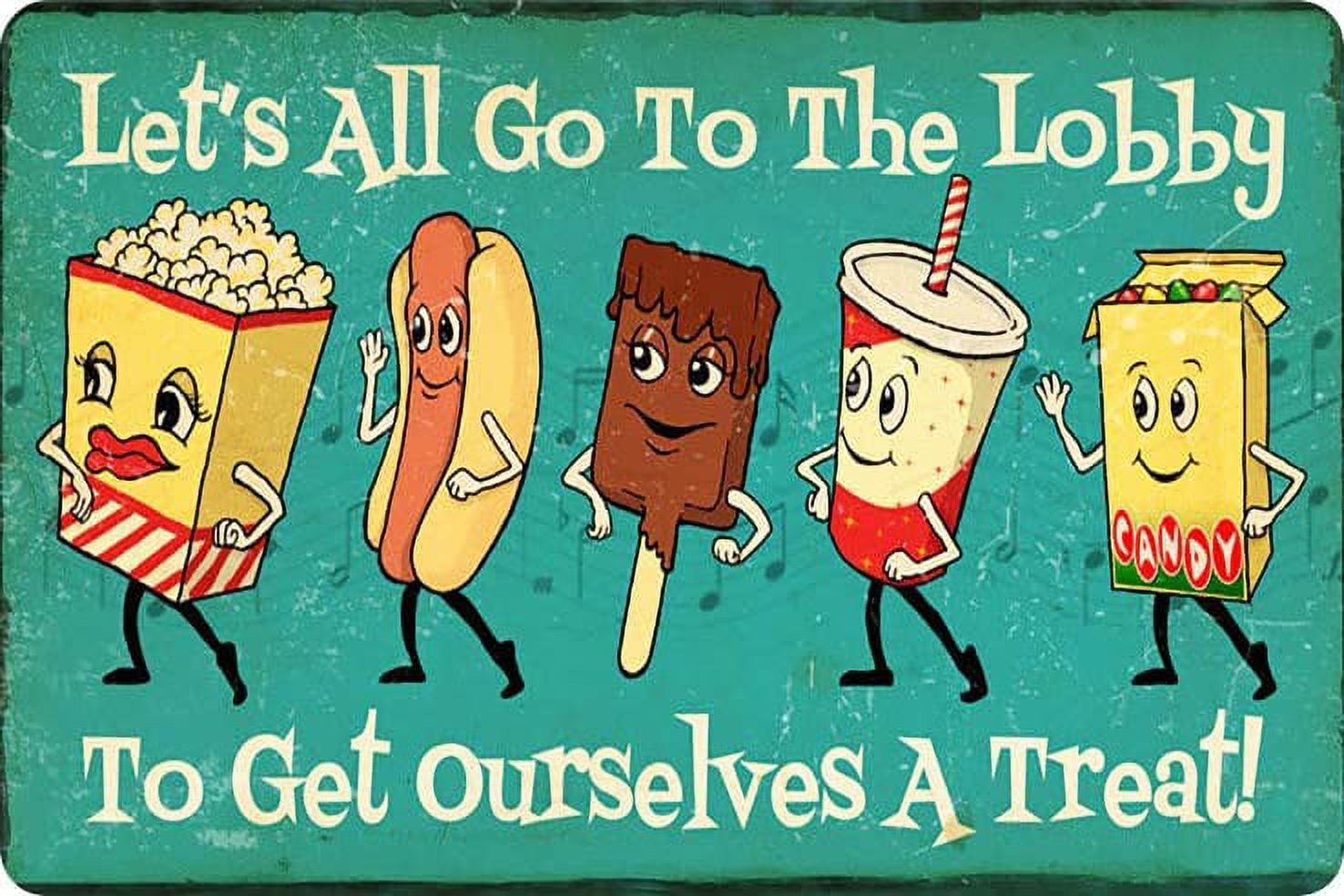 Cute Movie Theatre Gaming Room Snacks Sign - Let's All Go To The Lobby ...
