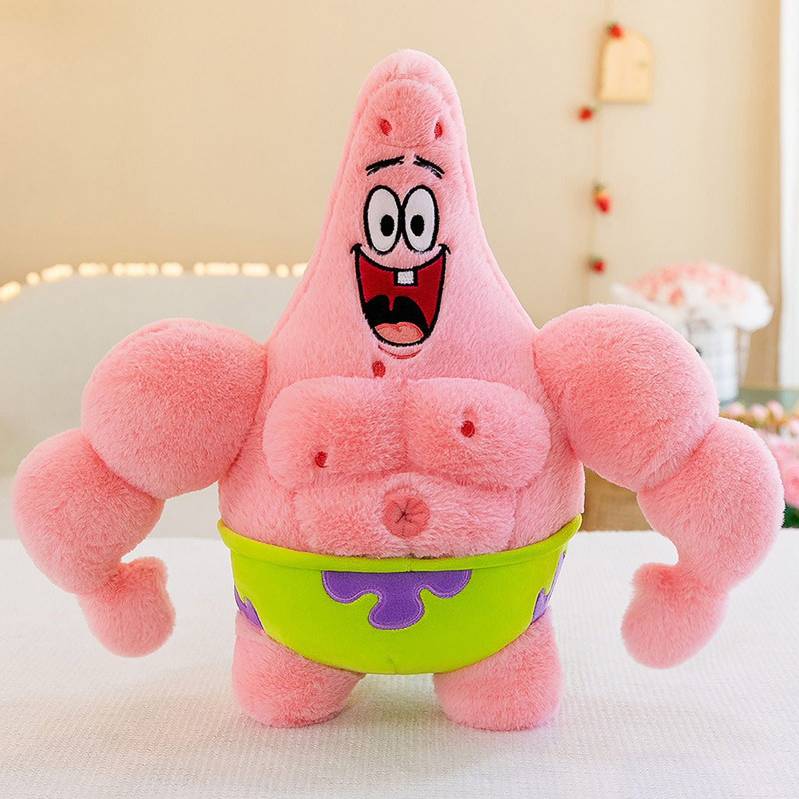 Cute Muscle SpongeBob Plush Toy Patrick Star Doll Sleeping Stuffed ...